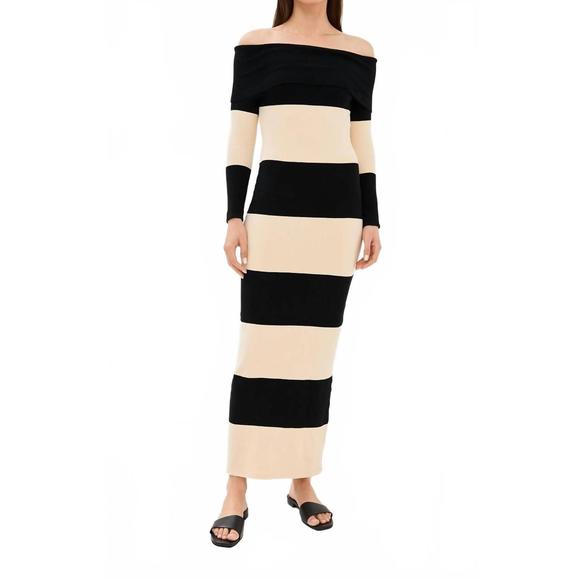 Posse | Dresses | New Posse Theo Off The Shoulder Dress In Creamblack ...